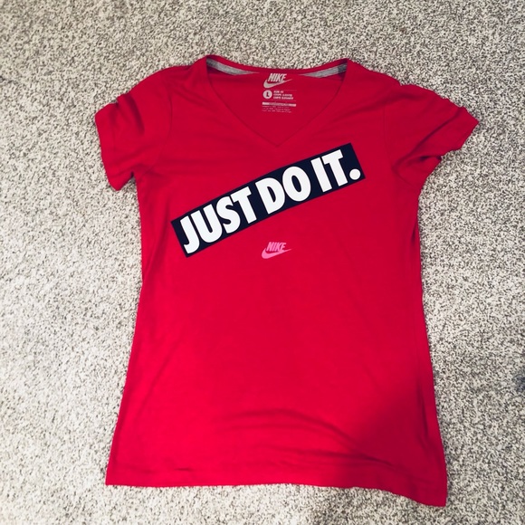 Nike | Tops | Nike Just Do It Tee Red | Poshmark